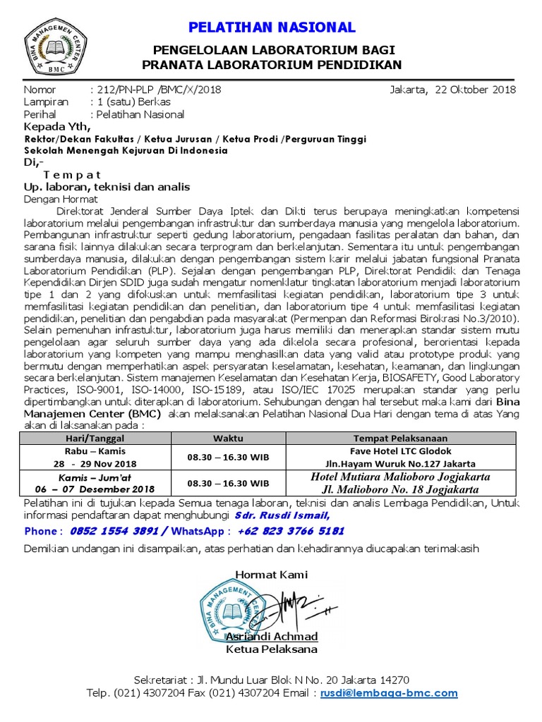 Pelatihan Pengelolaan Laboratorium Bagi Pranata Laboratorium | PDF