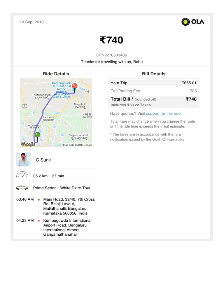 OlaCabs Invoice | PDF