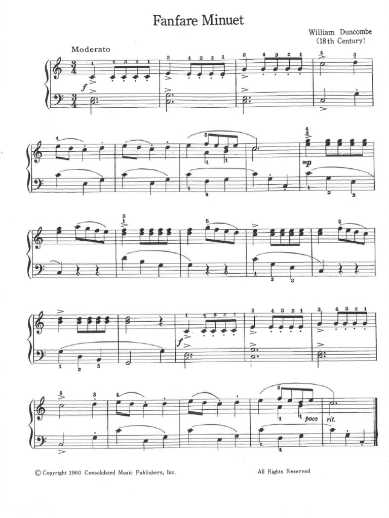 William Duncombe - Fanfare Minuet - C Major | PDF
