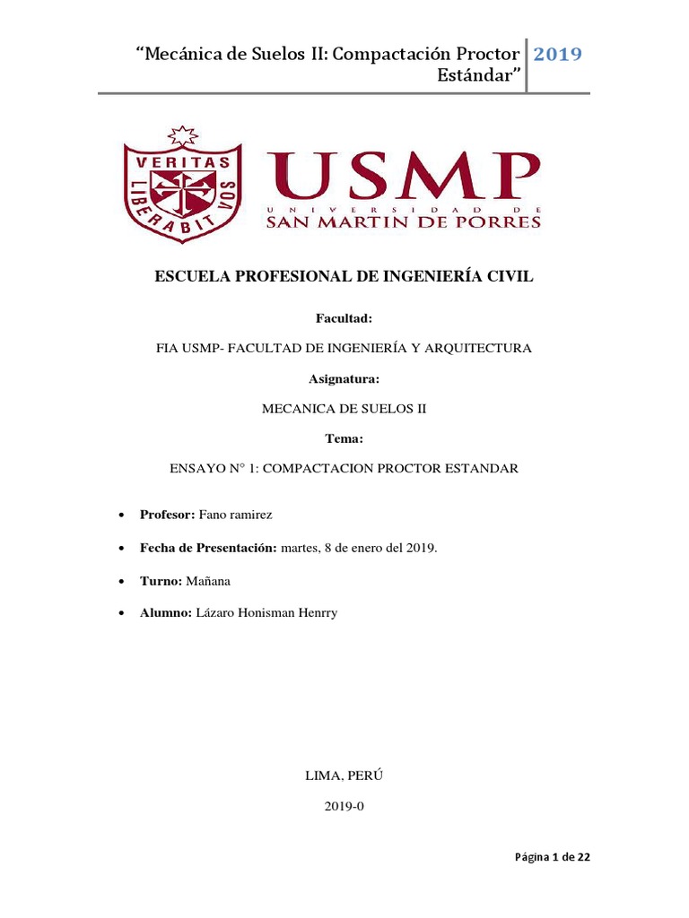 Ensayo Proctor Estándar en Suelos | PDF | Mecánica de suelos | Densidad