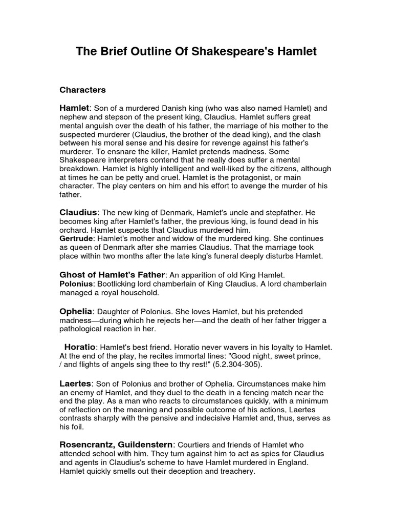 The Brief Outline of Shakespeare | PDF | Hamlet | Shakespearean Tragedies
