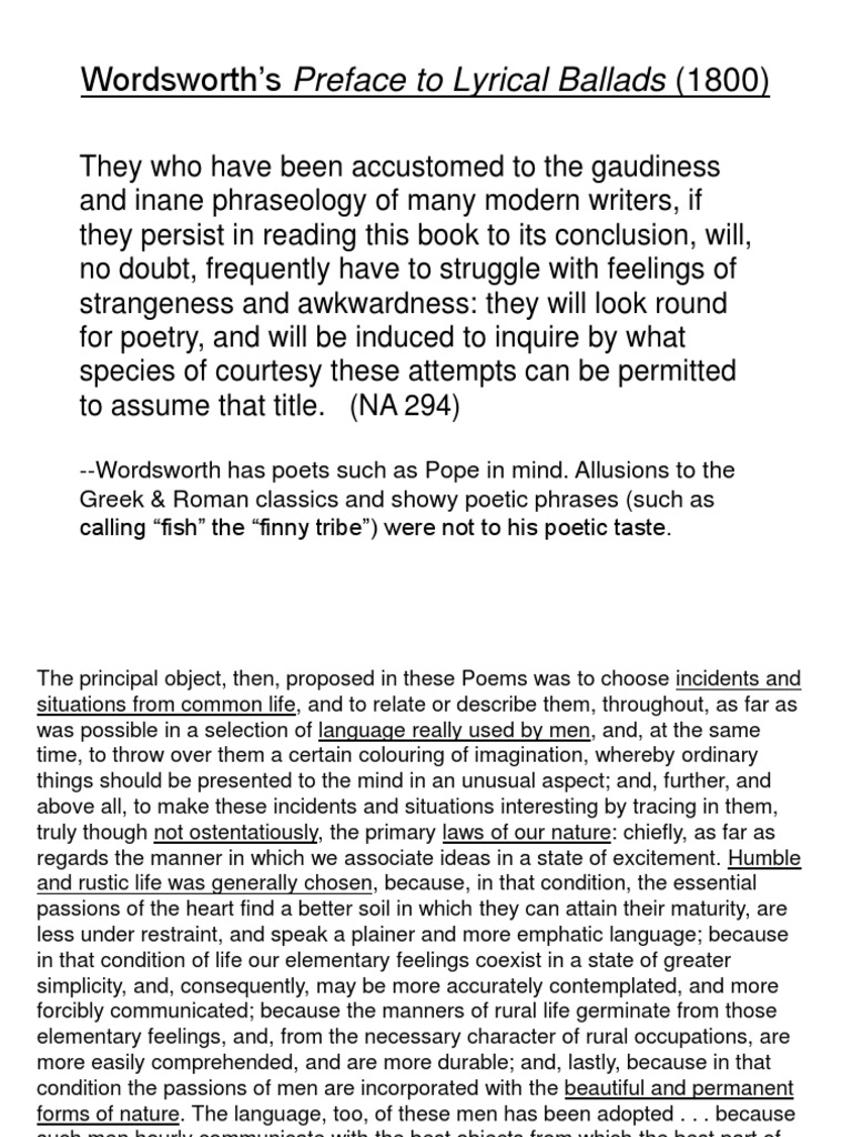 Wordsworth's Preface To Lyrical Ballads (1800) | PDF | Poetry