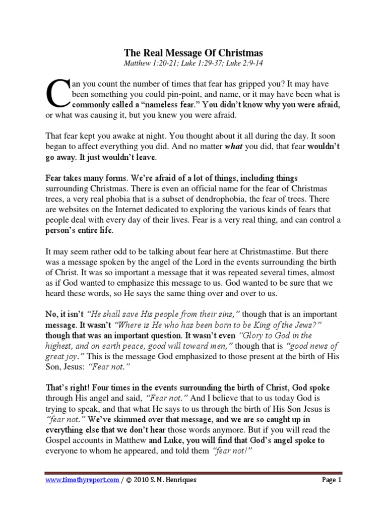 The Real Message of Christmas | PDF | Nativity Of Jesus | Mary, Mother ...