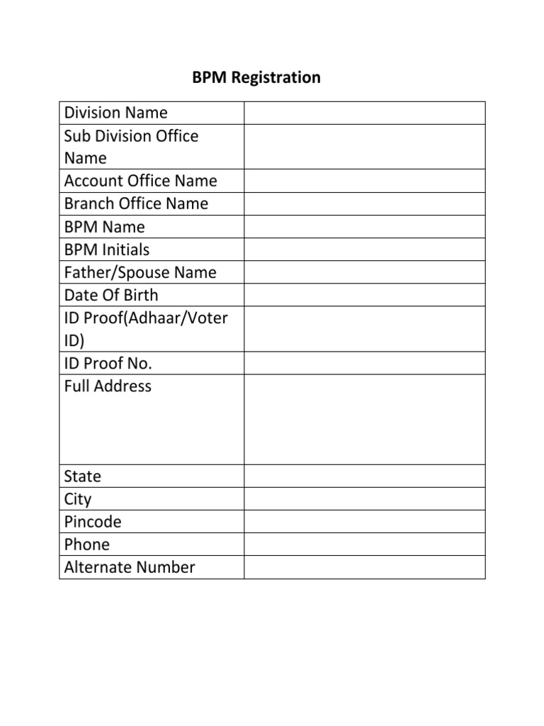 BPM Registration Form | PDF