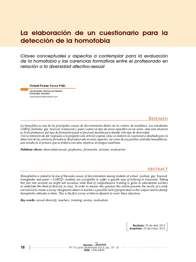 Cuestionario Homofobia Maestros | PDF | Homofobia | Homosexualidad