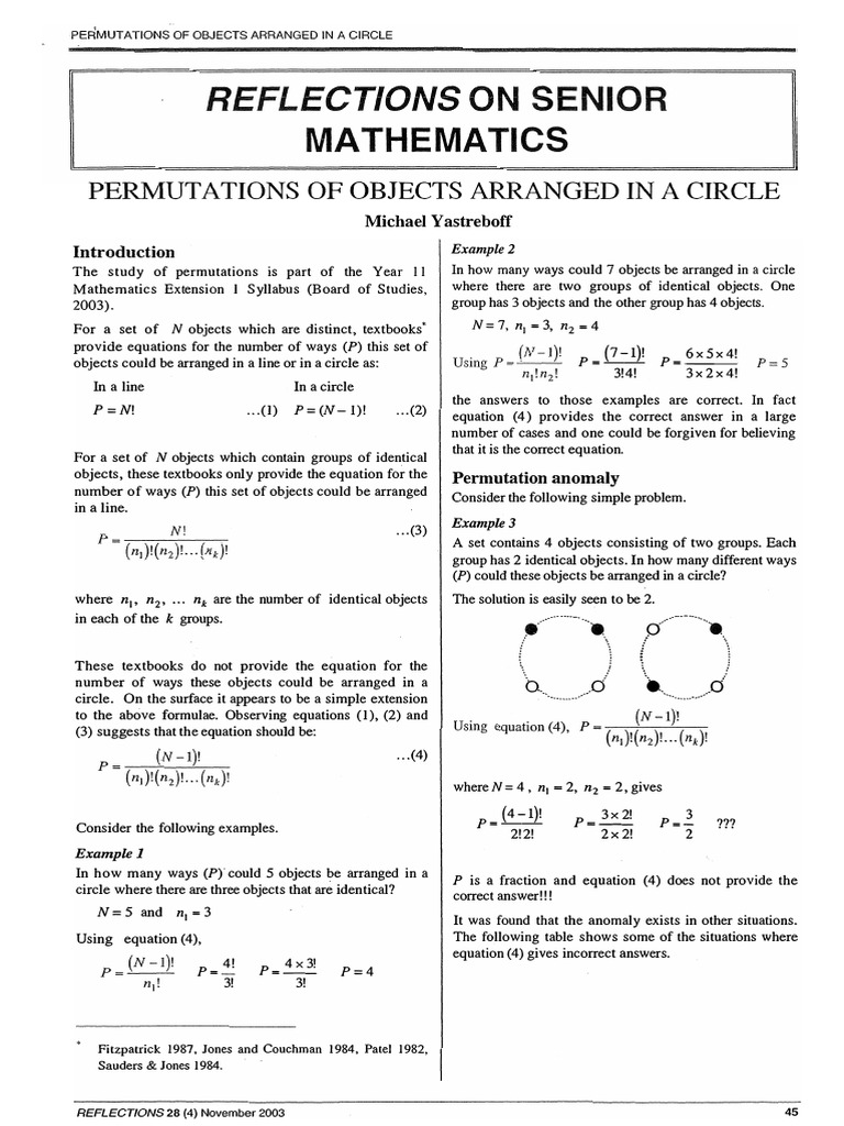 Circular Arrangements 1 | PDF | Permutation | Equations
