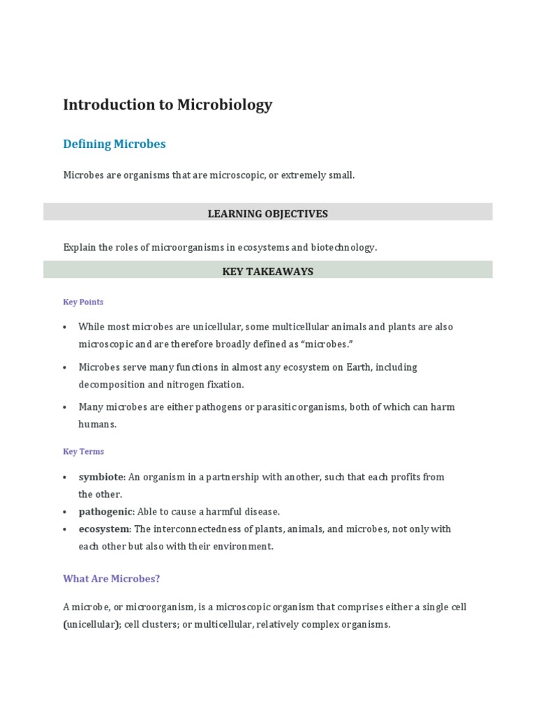 Introduction To Microbiology: Defining Microbes | Download Free PDF ...