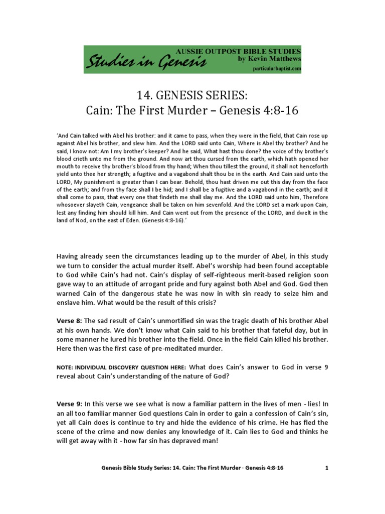 Bible Study: Cain's Consequences | PDF | Cain And Abel | Christianity
