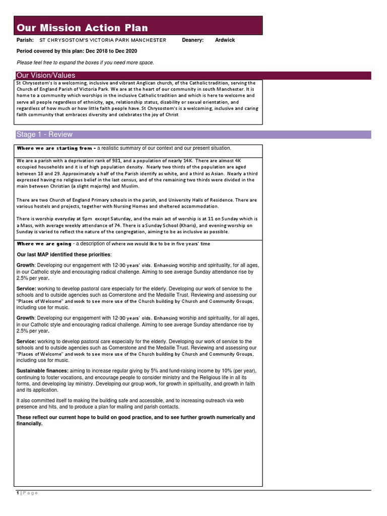 Mission Action Plan | PDF | Laity | Worship