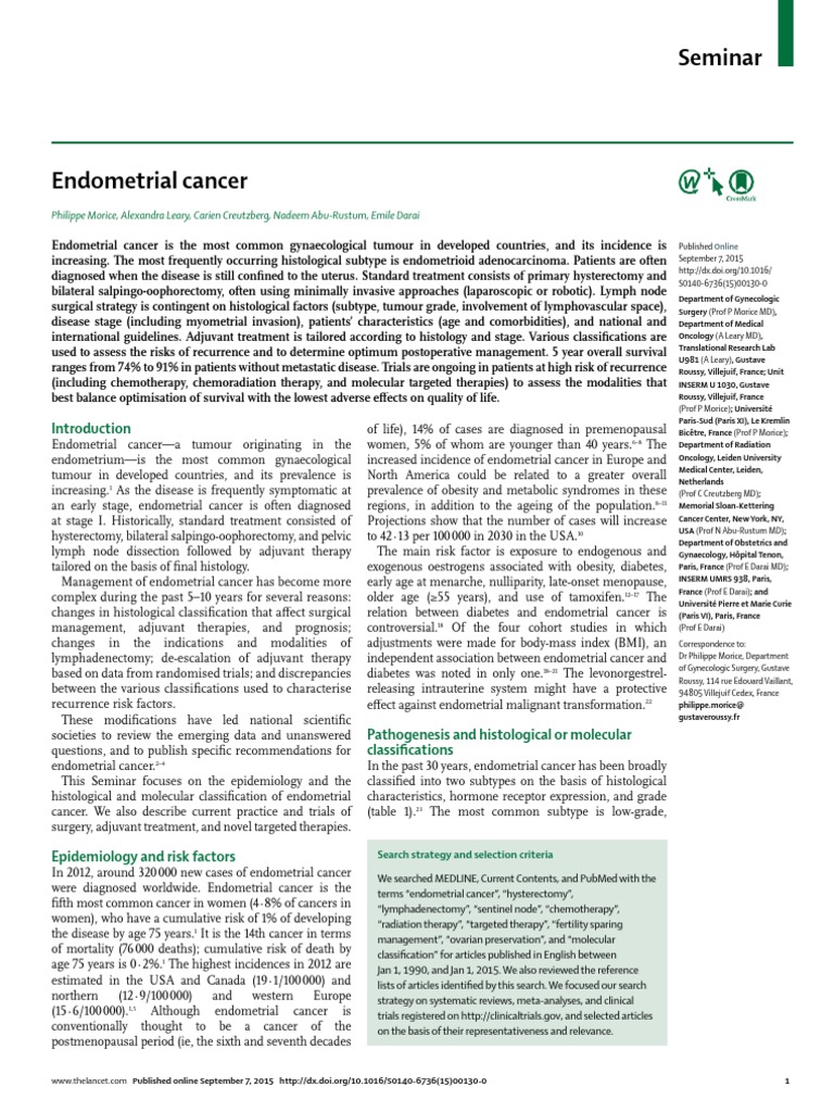 Seminar: Philippe Morice, Alexandra Leary, Carien Creutzberg, Nadeem ...