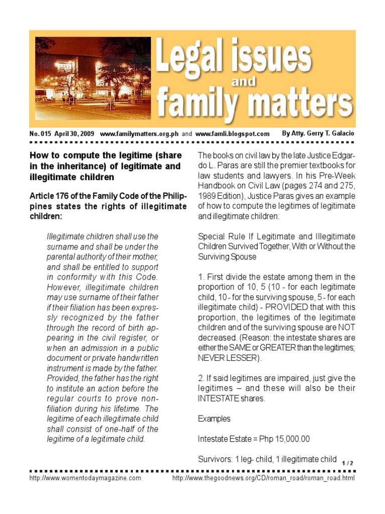 Formula Legitimes PDF | PDF | Intestacy | Legitimacy (Family Law)