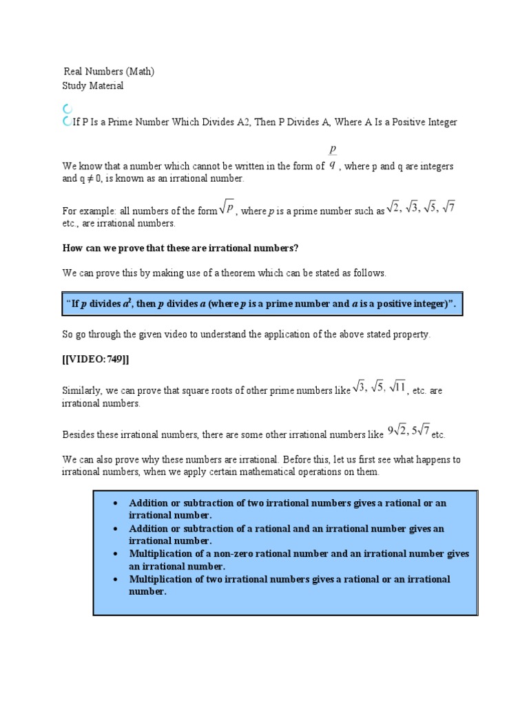 How Can We Prove That These Are Irrational Numbers? | PDF ...