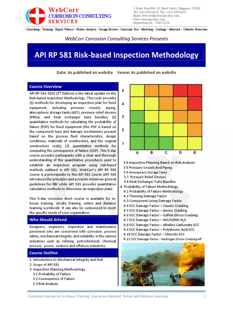 Api RP 581 Risk Based Inspection Methodology: Webcorr Corrosion Consulting Services Presents ...