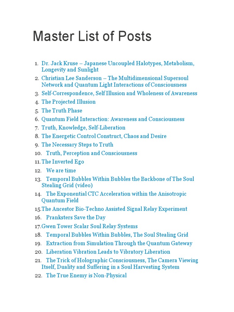 Master List of | PDF | Soul | Consciousness
