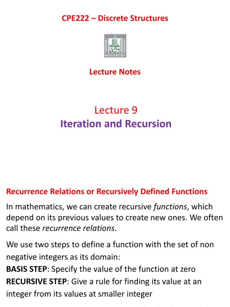 Iteration and Recursion: CPE222 - Discrete Structures | PDF | Iteration | Recursion