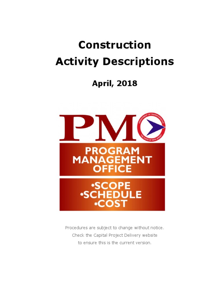 NJDOT Construction Activity Overview | PDF | Construction Management ...