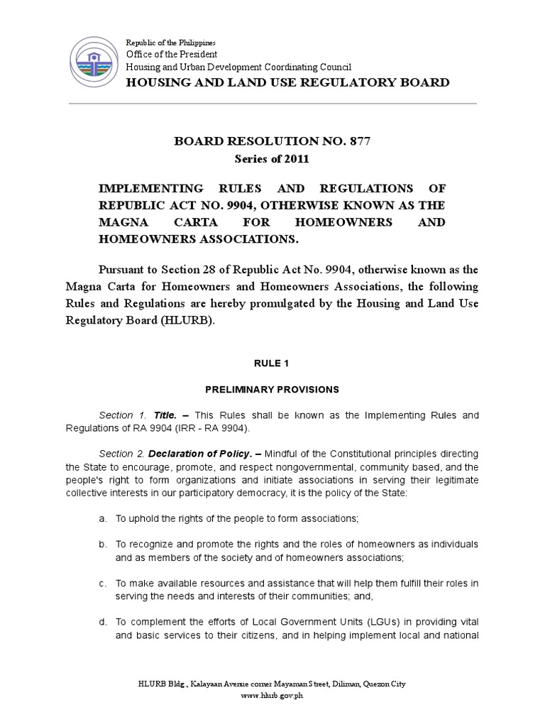 Implementing Rules and Regulations of Republic Act No. 9904 | PDF ...