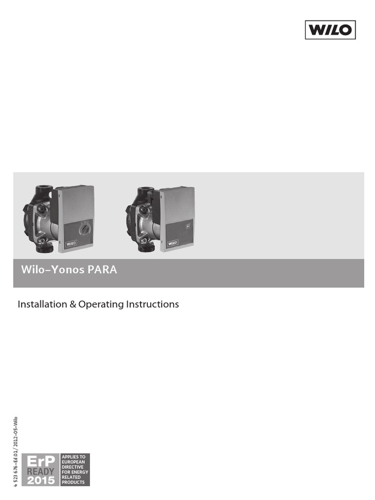 Wilo Pump Yonos PARA Operating Instructions | PDF | Safety | Pump