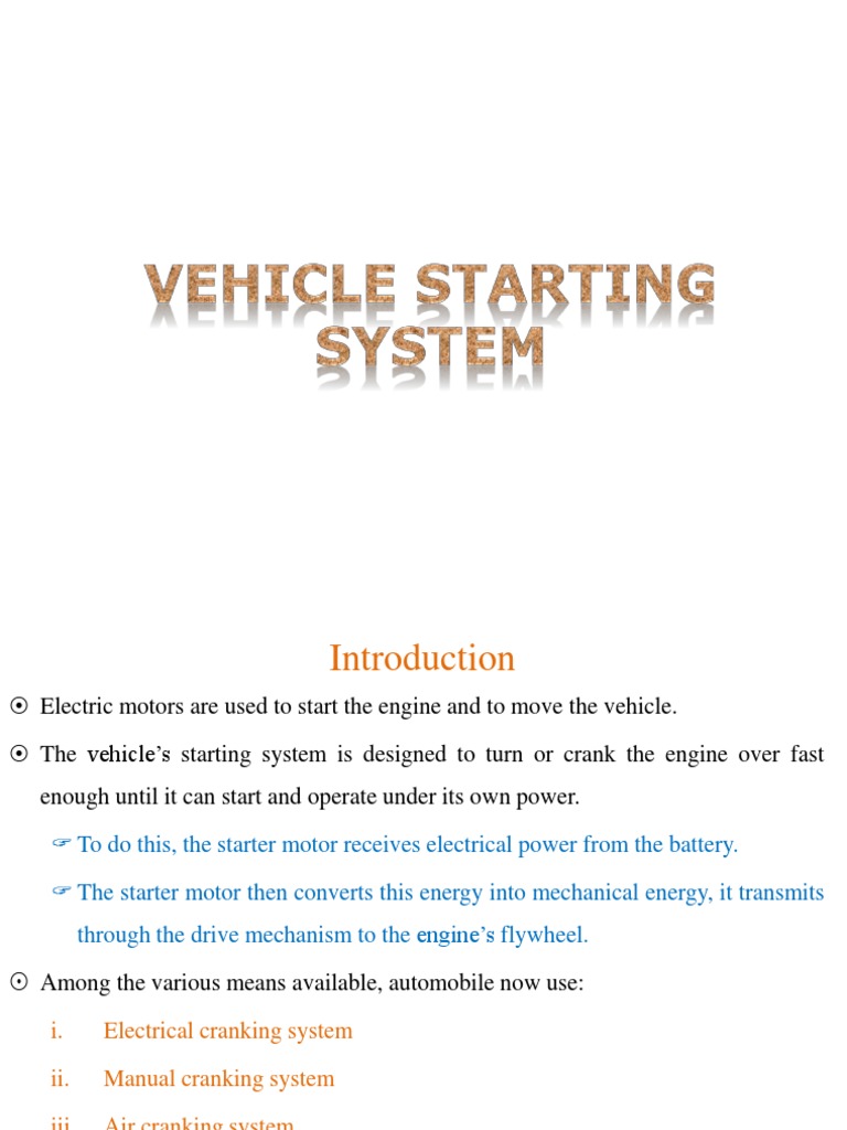 Starting System | PDF | Ignition System | Components