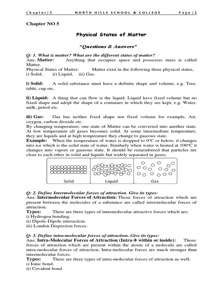 (Chap-5) Physical States of Matter | PDF | Gases | Liquids