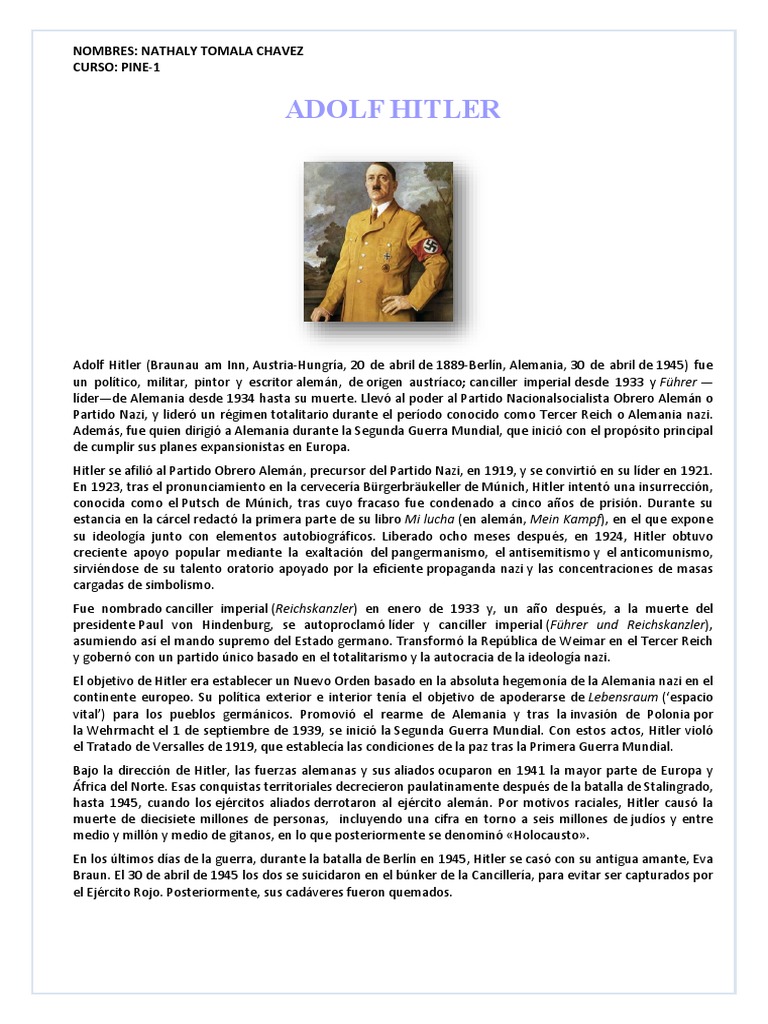 Biografía de Adolf Hitler | PDF | Adolf Hitler | Alemania nazi