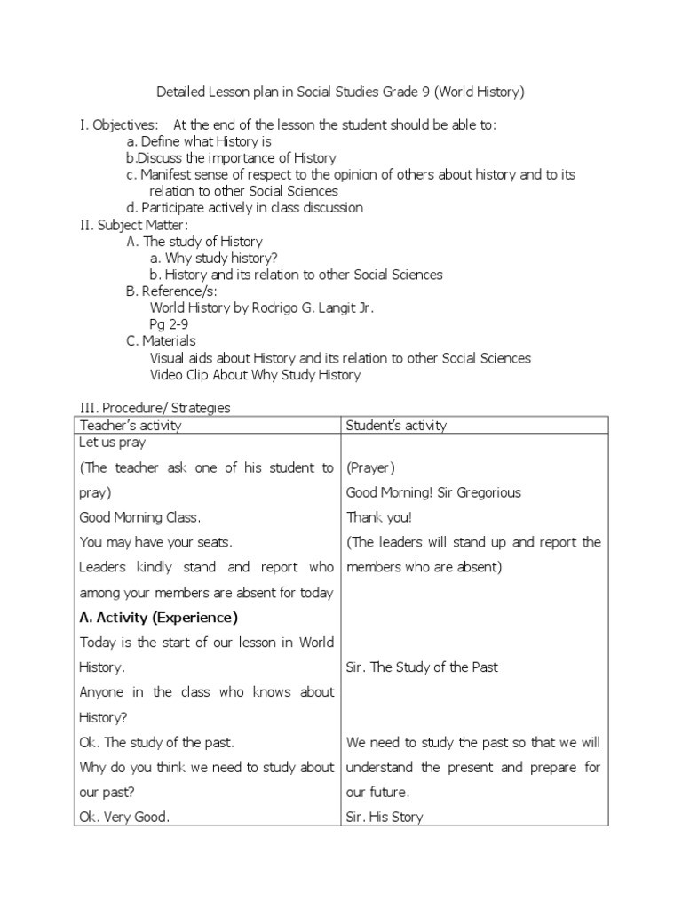 Detailed Lesson Plan in Social Studies | PDF | Lesson Plan | Social Science