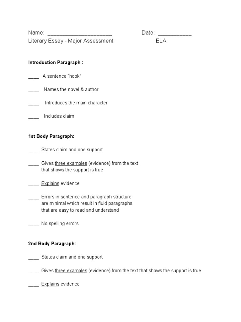 Literary Essay Structure Guide | PDF
