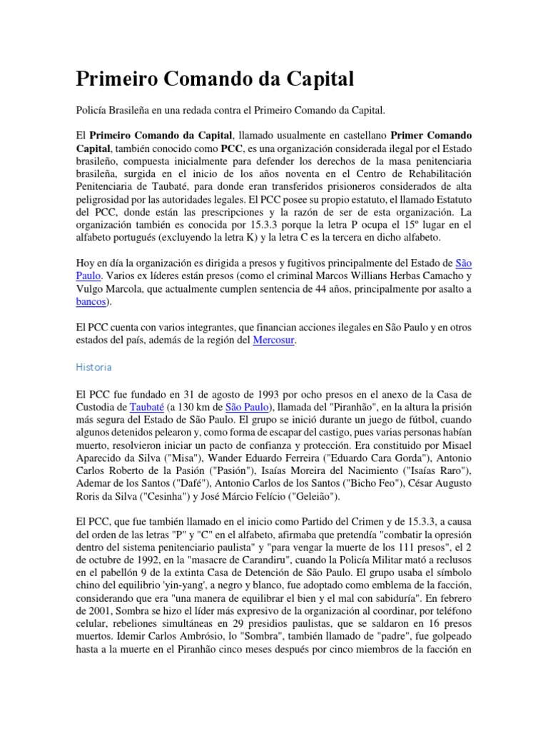 Primeiro Comando Da Capital | PDF | Crimen y violencia | Thriller y crimen