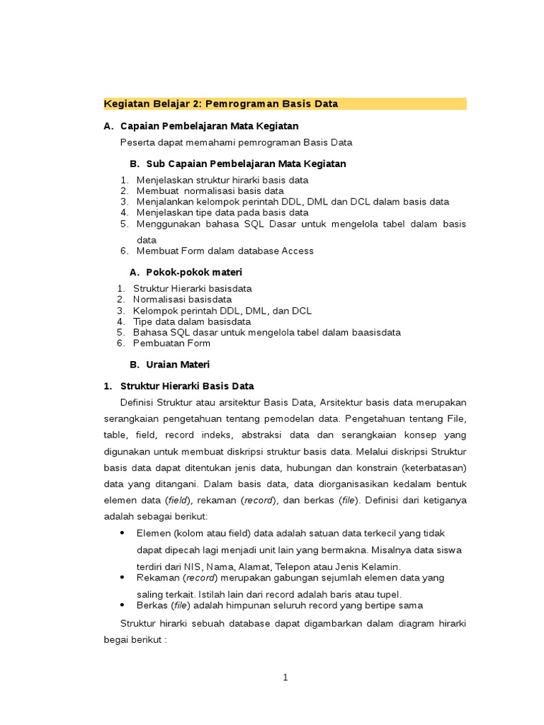 Pemrograman Basis Data | PDF