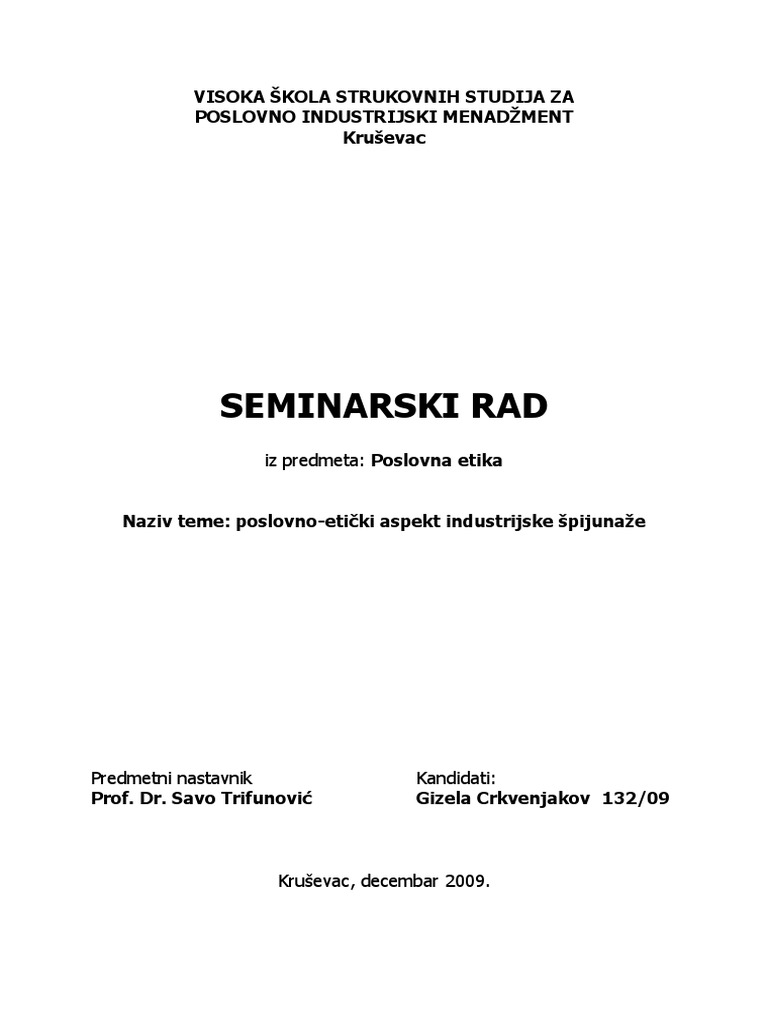 Industrijska Spijunaza | PDF