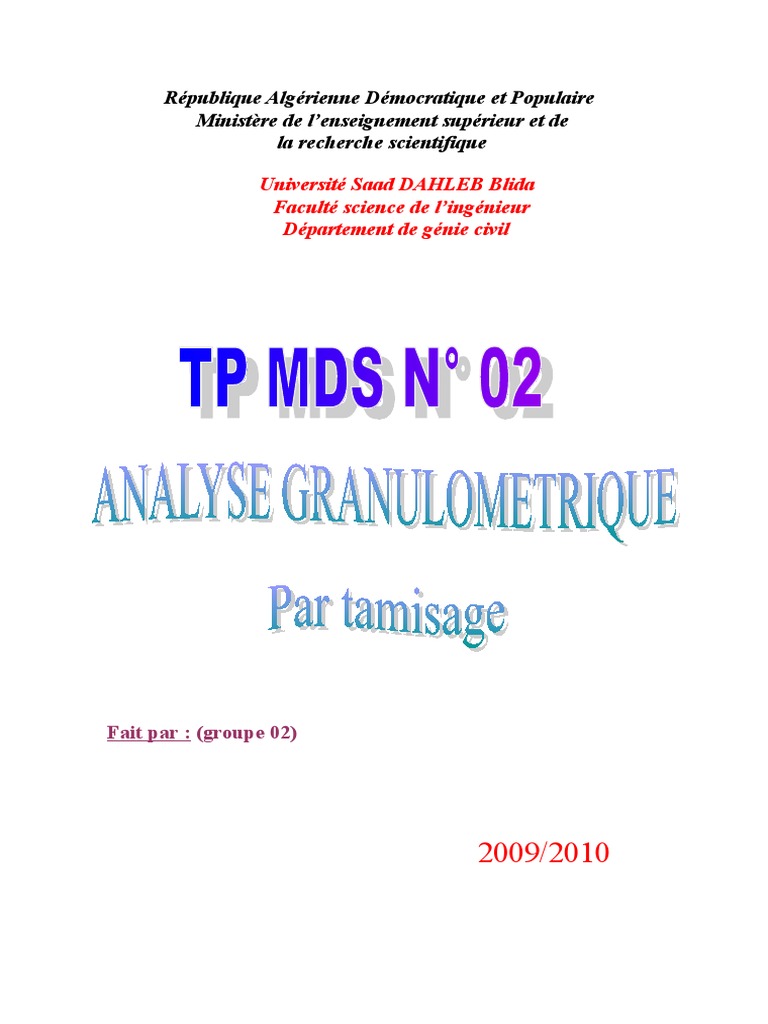 TP Analyse Granulometrique Par Tamisage | PDF | La nature