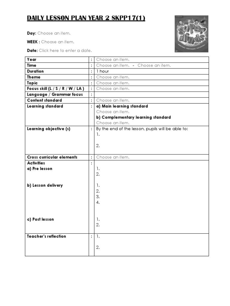 Daily Lesson Plan Year 2 Skpp17 (1) ::: - : 1 Hour:::::: A) Main ...