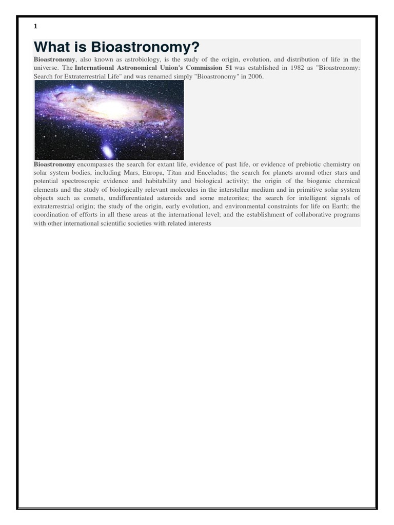 What Is Bioastronomy? | PDF