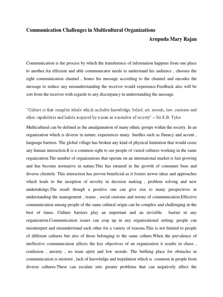Multicultural Communication Challenges | PDF | Empathy | Communication