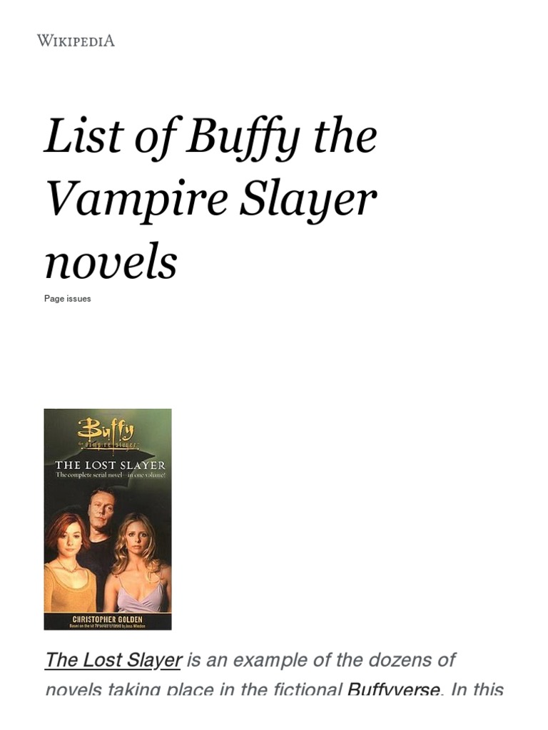 List of Buffy The Vampire Slayer Novels | PDF | Buffy The Vampire ...