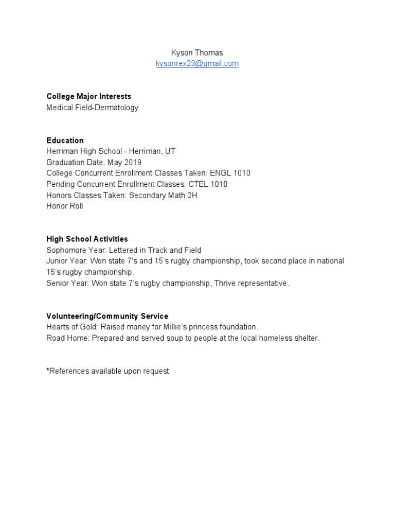 Kyson Thomas: Aspiring Dermatologist Profile | PDF | Social Science ...