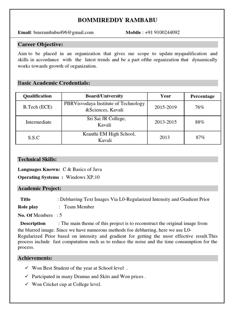 Career Objective:: Bommireddy Rambabu | PDF | Software | Computing