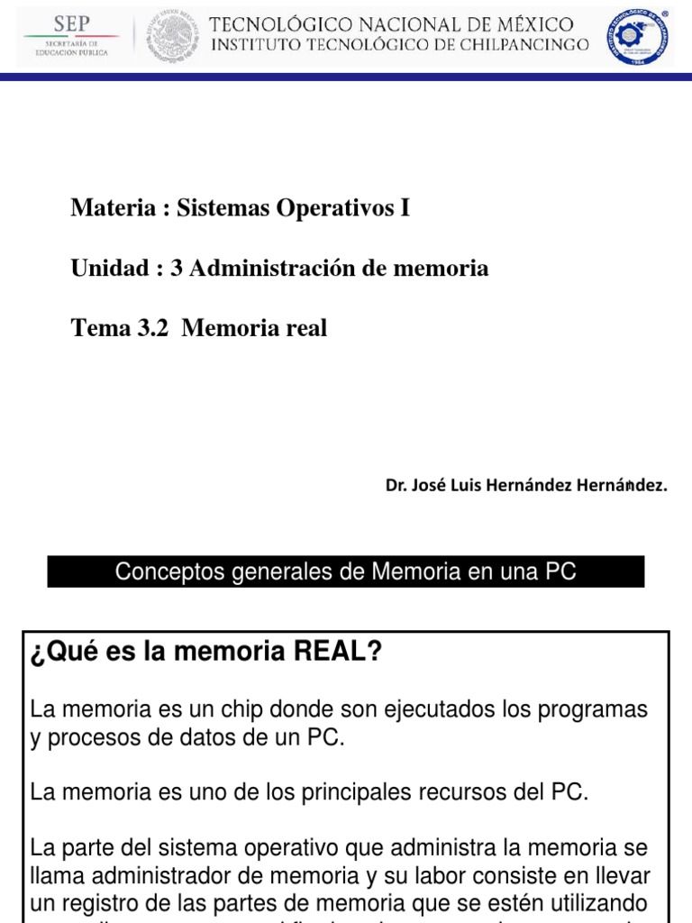 Tema 3.2 Memoria Real | PDF | Almacenamiento de datos de la computadora ...
