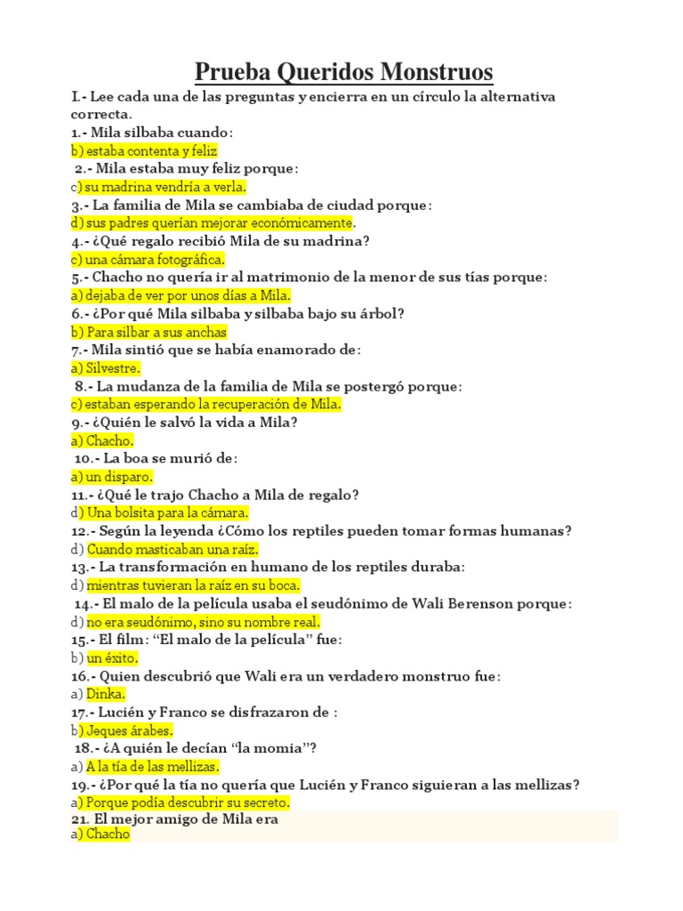 Prueba Queridos Monstruos | PDF | Ocio