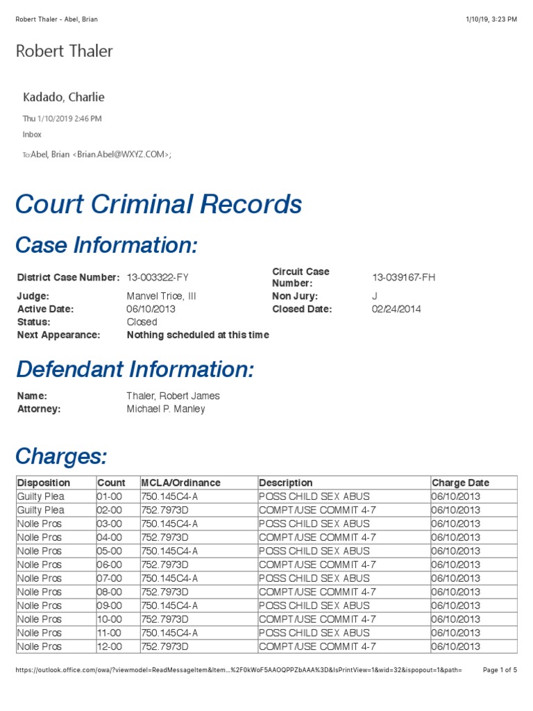 Robert Thaler Complaint | PDF | Probation | Plea