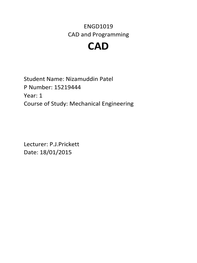 ENGD1019 CAD Report | PDF | Computer Aided Design | Belt (Mechanical)