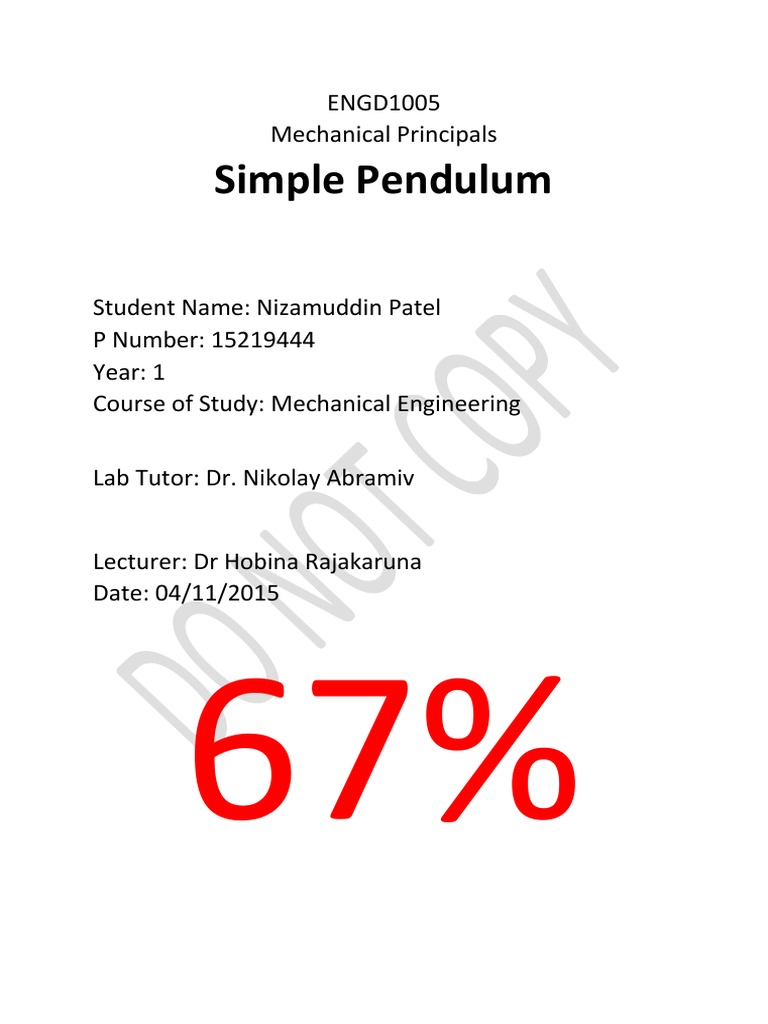 Report 1 - Simple Pendulum | Download Free PDF | Pendulum | Logarithm