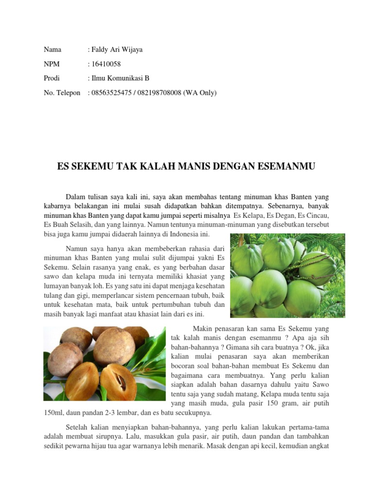 Minuman Khas Banten | PDF | Memasak, Makanan, & Anggur