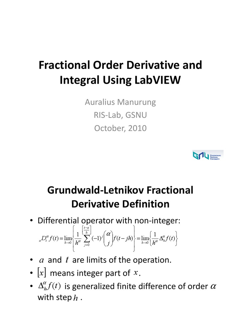Fractional Order Derivative and Integral Using LabVIEW | PDF | Integer | Derivative