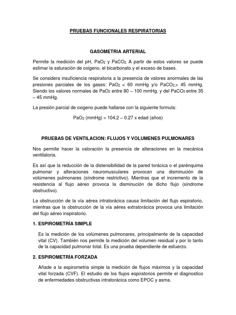Pruebas Funcionales Respiratorias | PDF | Tuberculosis | Asma