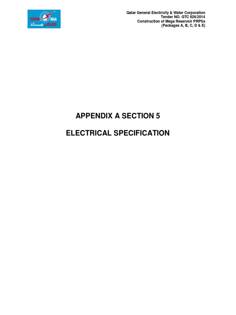 Appendix A Section 5 Electrical Specification | PDF | Transformer | Electrical Wiring