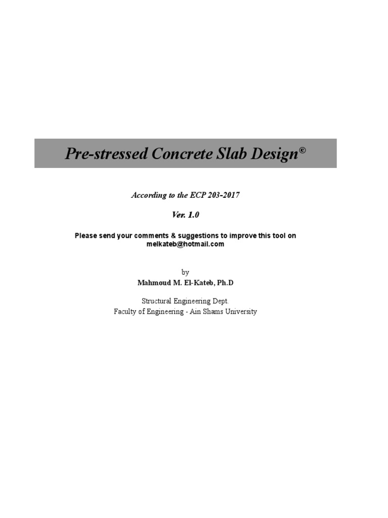PreStressed Slab Design-2017-V1.0 | PDF | Prestressed Concrete ...