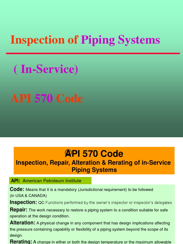 API 570 Presentation | PDF | Pipe (Fluid Conveyance) | Corrosion