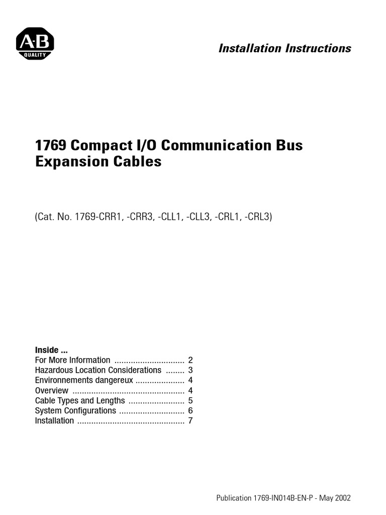 1769-CRL3 - 1769-In014 - En-P | PDF | Electrical Connector | Programmable Logic Controller