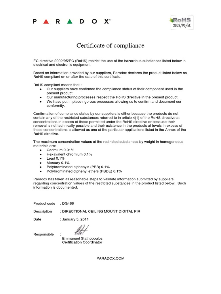 Certificate of Compliance | PDF